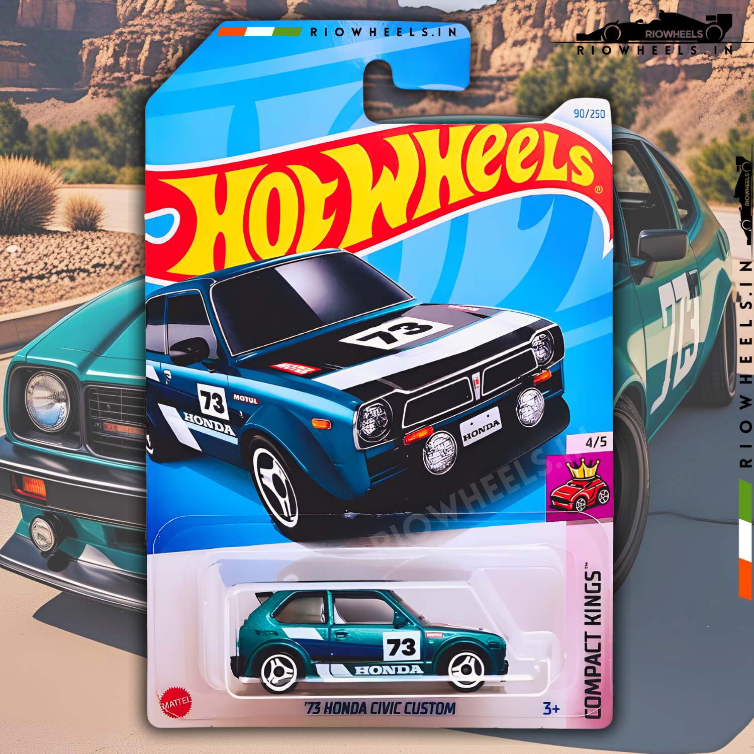 479/- || 73 HONDA CIVIC CUSTOM - HOT WHEELS – RIOWHEELS